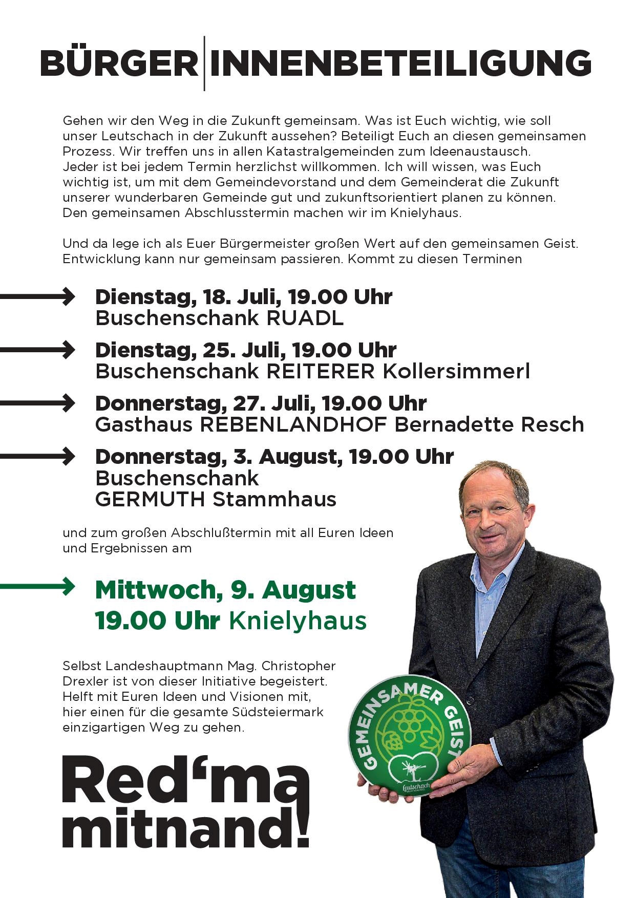 Red'ma mitnand! - Abschlußtermin im Kniely Haus – Marktgemeinde Leutschach